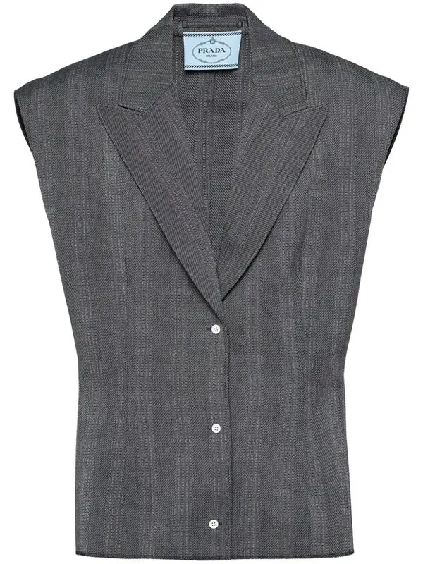 Prada Single-breasted Pinstripe Vest - Grey