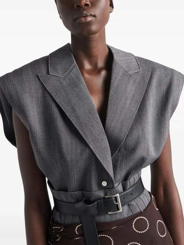 Prada Single-breasted Pinstripe Vest - Grey