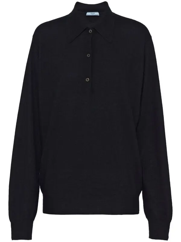 Prada Long-sleeve Cashmere Polo Shirt