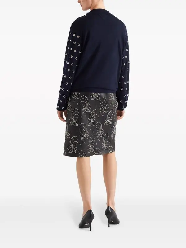 Prada Eyelet-detailed Knitted Polo Shirt