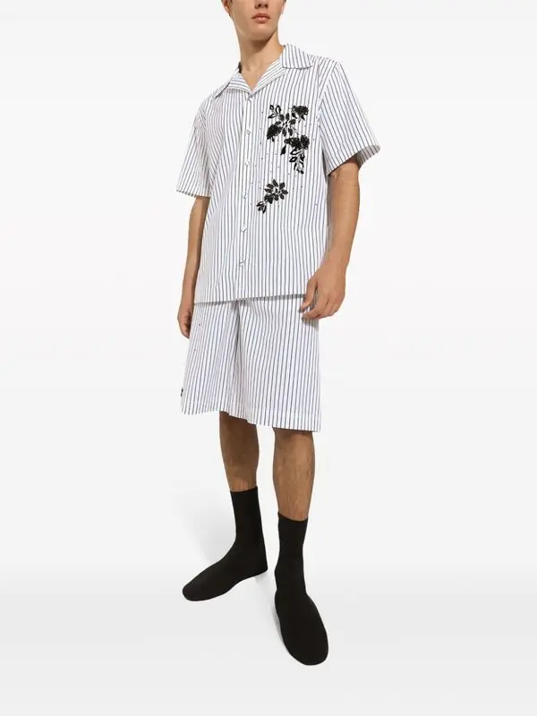 Dolce & Gabbana Floral-print Striped Shirt