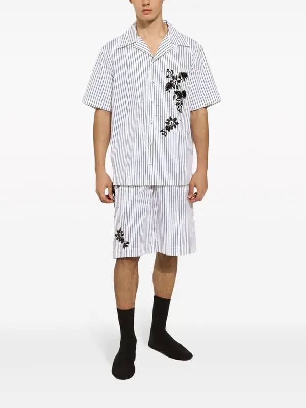 Dolce & Gabbana Floral-print Striped Shirt