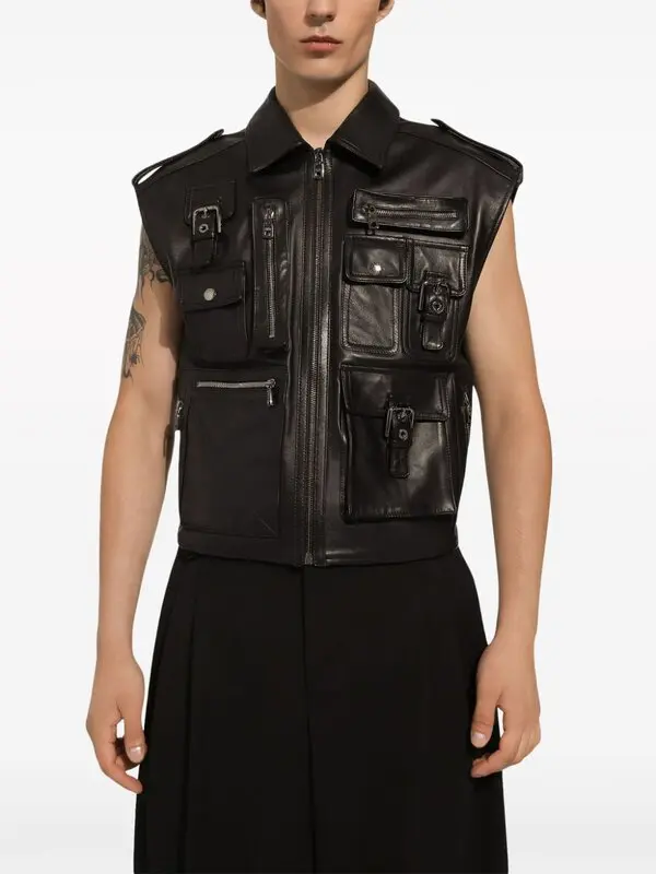 Dolce & Gabbana Biker Leather Gilet