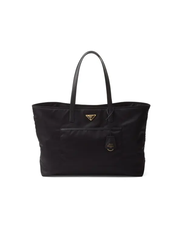 Prada Re-edition 1978 Large Re-nylon And Saffiano Leather Tote - Black
