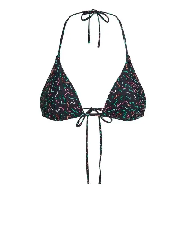 Karl Lagerfeld Geometric-print Triangle Bikini Top - Black