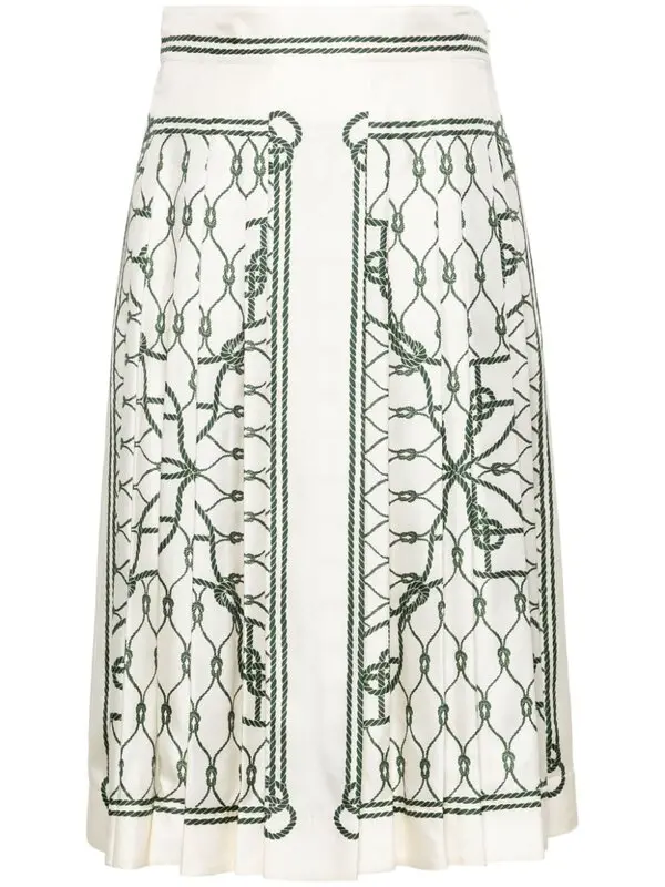 Tory Burch Graphic-print Midi Skirt - Neutrals