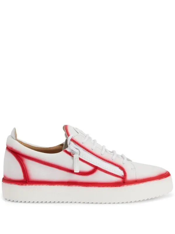 GIUSEPPE ZANOTTI Frankie Seam-detail Double-zip Low-top Sneakers - White