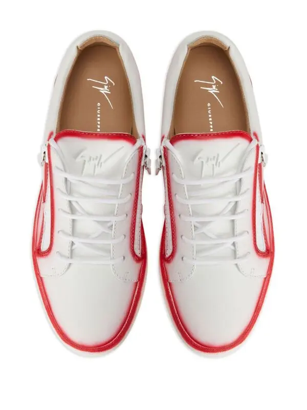 GIUSEPPE ZANOTTI Frankie Seam-detail Double-zip Low-top Sneakers - White