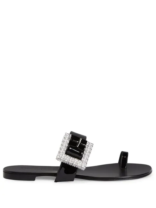 GIUSEPPE ZANOTTI Miss Buckle Crystal-embellished Patent Sandals - Black