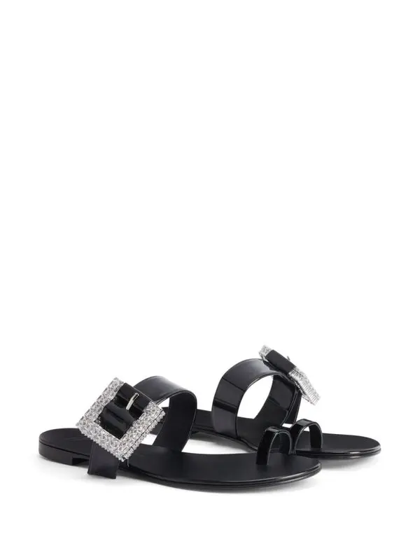 GIUSEPPE ZANOTTI Miss Buckle Crystal-embellished Patent Sandals - Black