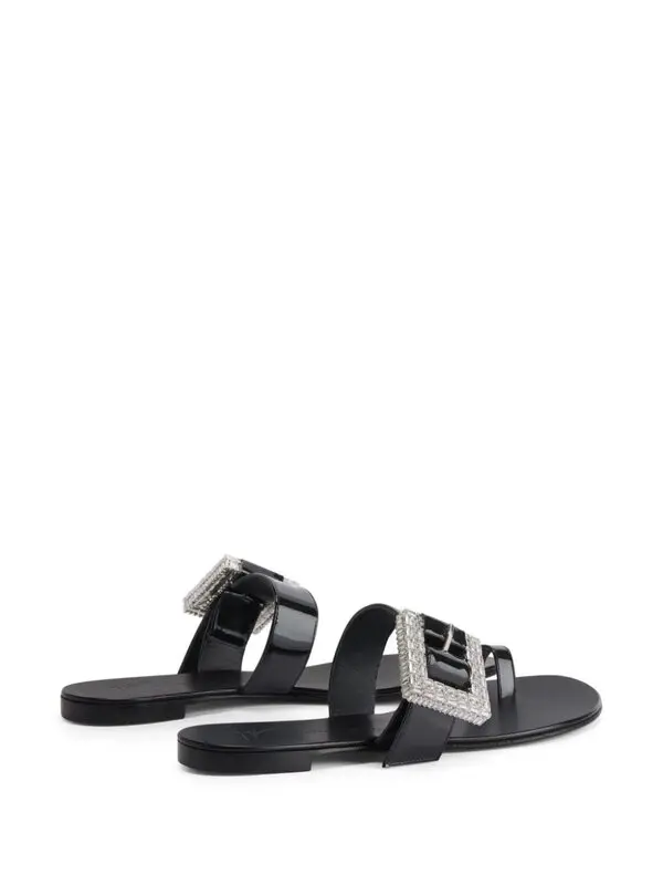 GIUSEPPE ZANOTTI Miss Buckle Crystal-embellished Patent Sandals - Black