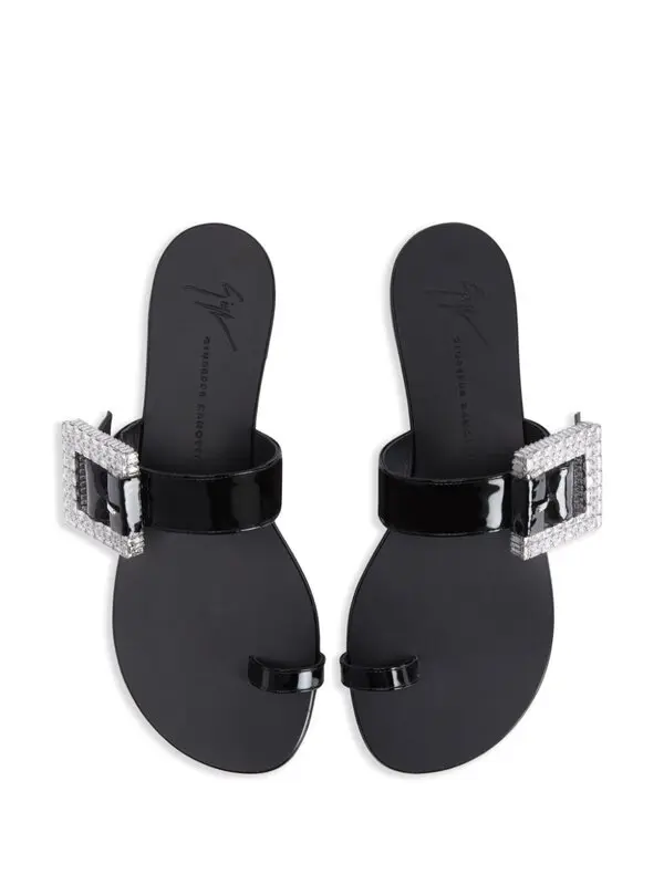 GIUSEPPE ZANOTTI Miss Buckle Crystal-embellished Patent Sandals - Black