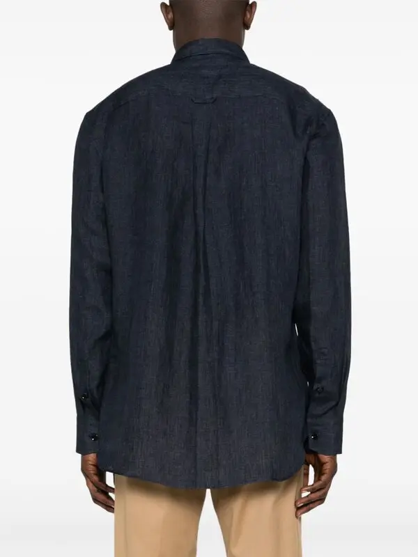 Brioni Button-up Linen Shirt - Blue