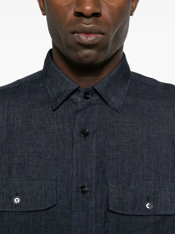 Brioni Button-up Linen Shirt - Blue