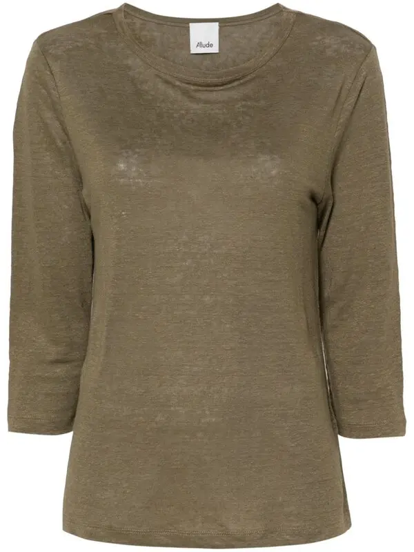 ALLUDE Boat-neck Linen Jumper