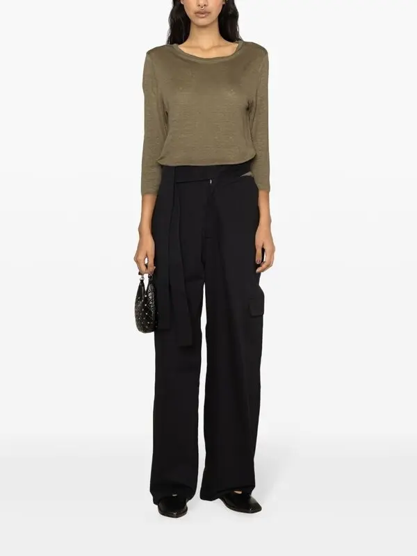 ALLUDE Boat-neck Linen Jumper