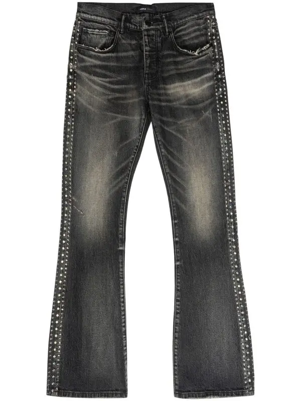 PURPLE BRAND Rhinestone-embellished Bootcut Jeans - Black