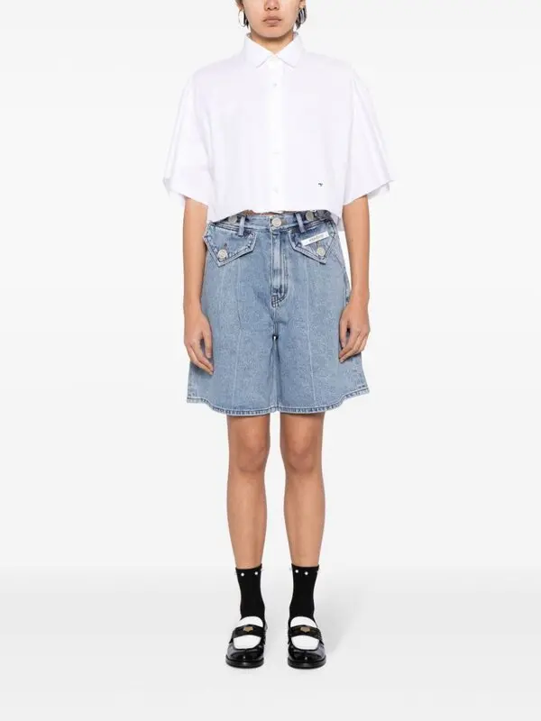 Kimhekim Button-Embellished Denim Shorts In Blue - 41% Off