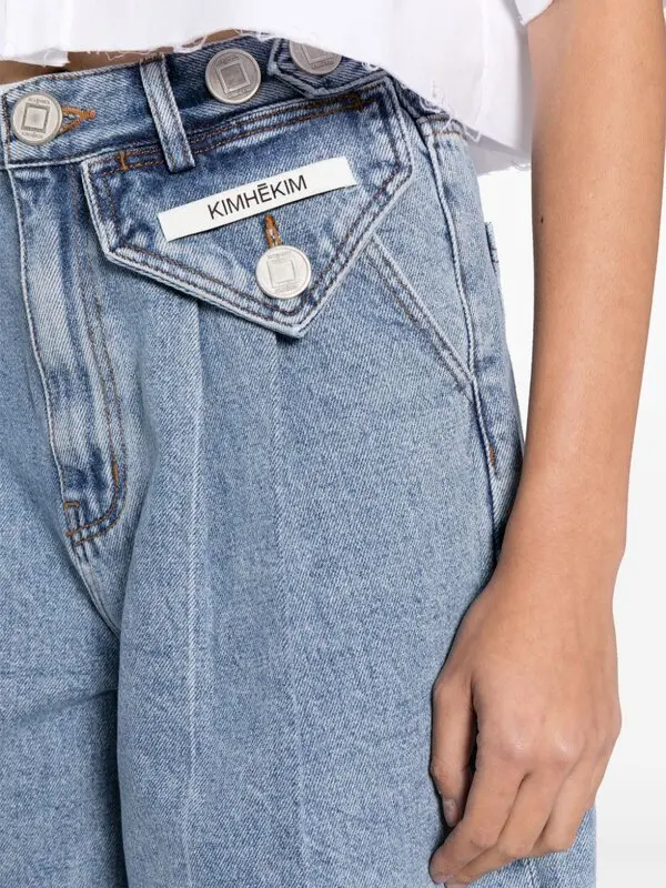 Kimhekim Button-Embellished Denim Shorts In Blue - 41% Off