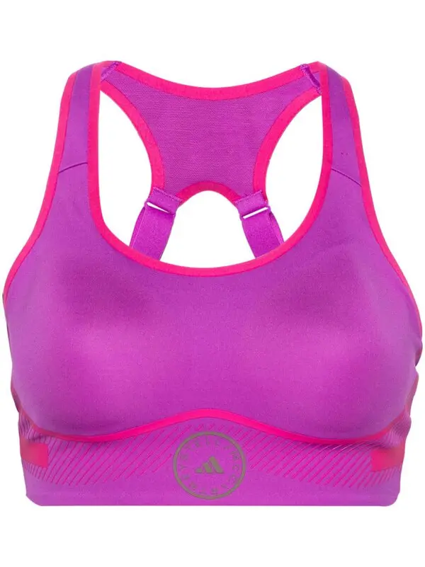 Adidas By Stella McCartney Truepace Stripe-detailing Sports Bra - Purple