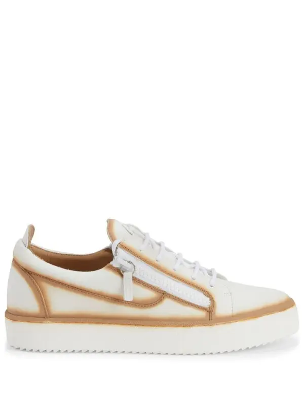 GIUSEPPE ZANOTTI Frankie Seam-detail Double-zip Low-top Sneakers - White