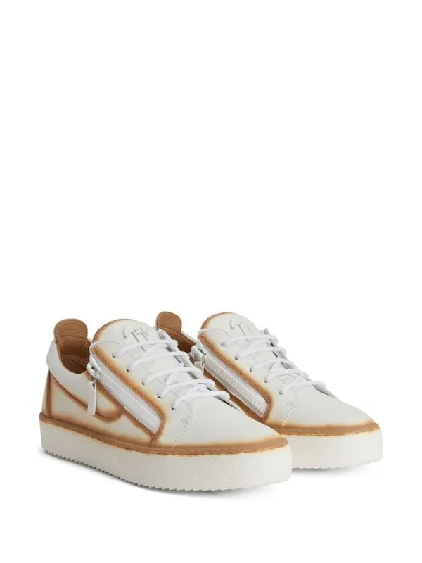 GIUSEPPE ZANOTTI Frankie Seam-detail Double-zip Low-top Sneakers - White