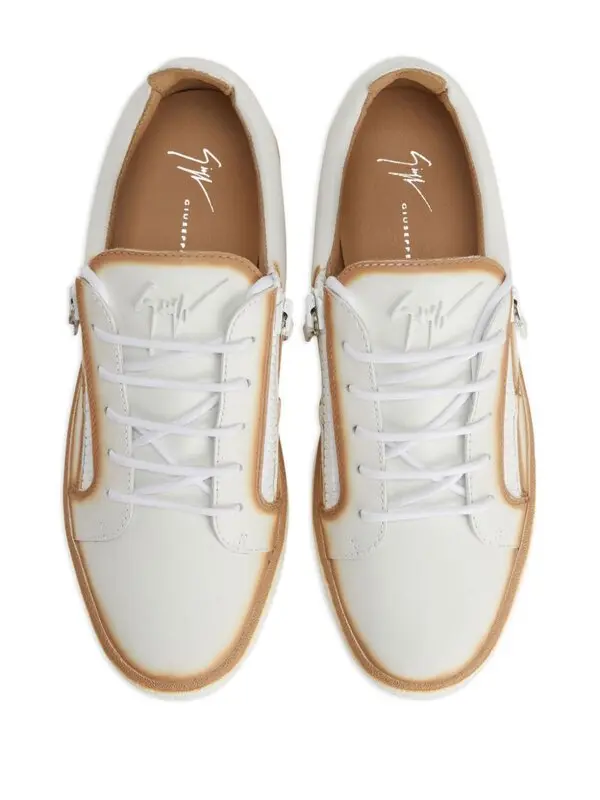 GIUSEPPE ZANOTTI Frankie Seam-detail Double-zip Low-top Sneakers - White