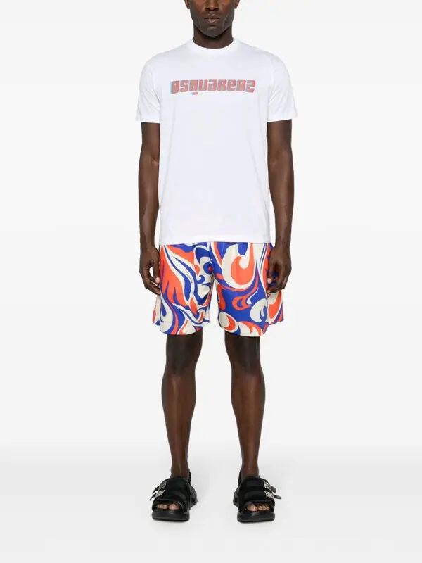 Dsquared2 Palms Beach Waves Cotton Shorts