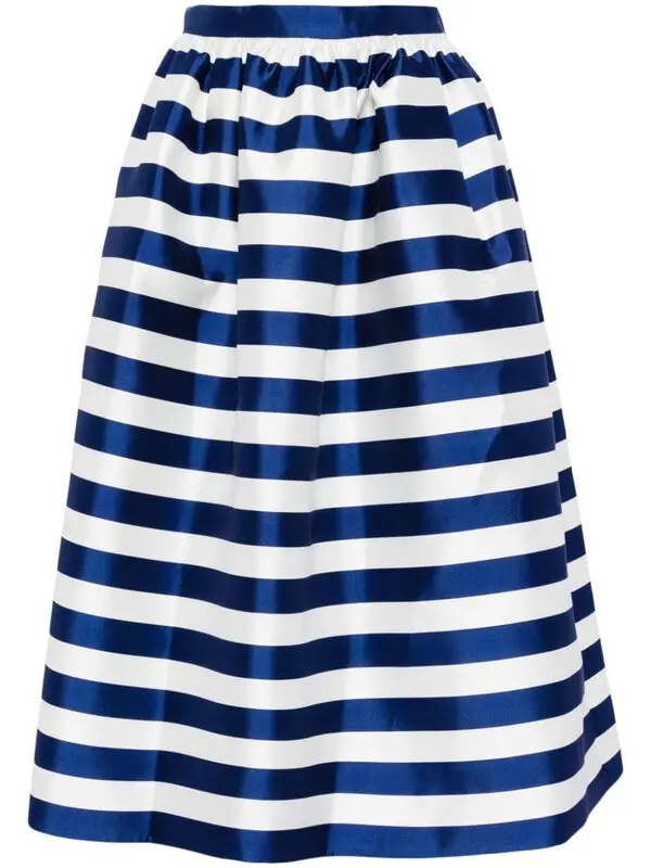 KIMHEKIM Striped Flared Mid-length Skirt - Blue