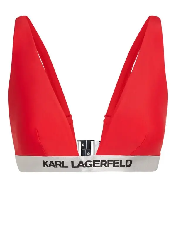 Karl Lagerfeld Logo-underband Triangle Bikini Top - Red