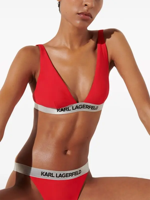 Karl Lagerfeld Logo-underband Triangle Bikini Top - Red