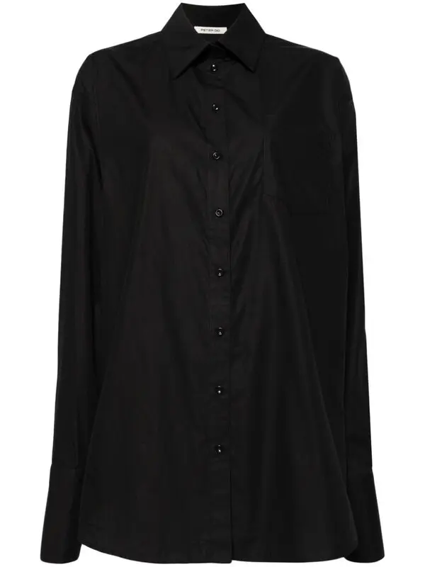 PETER DO Side-stripe Cotton Shirt - Black