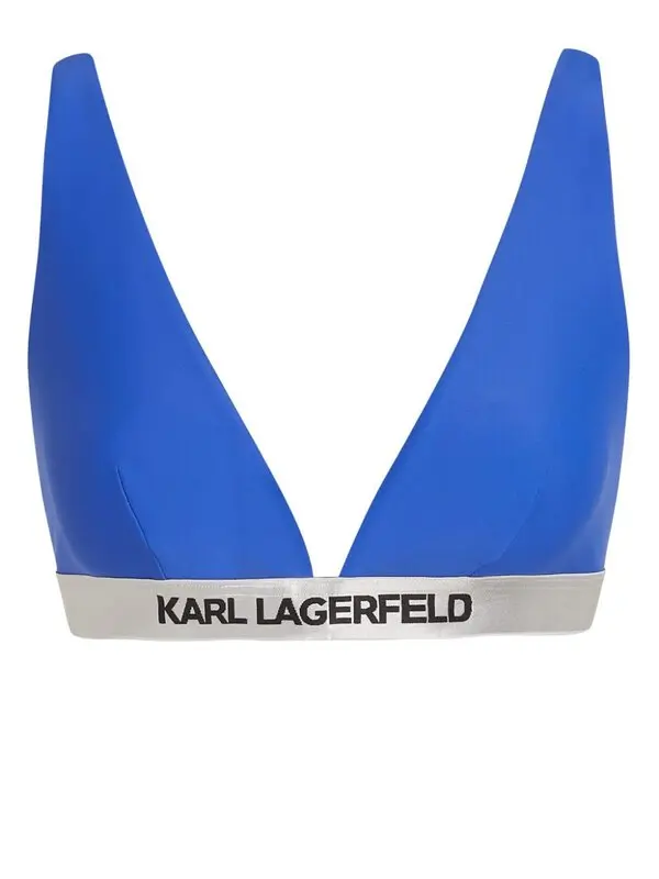 Karl Lagerfeld Logo-underband Triangle Bikini Top - Blue