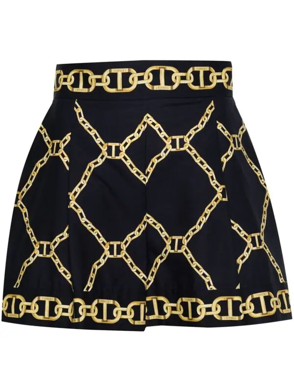 TWINSET Chain-print Wide-leg Shorts