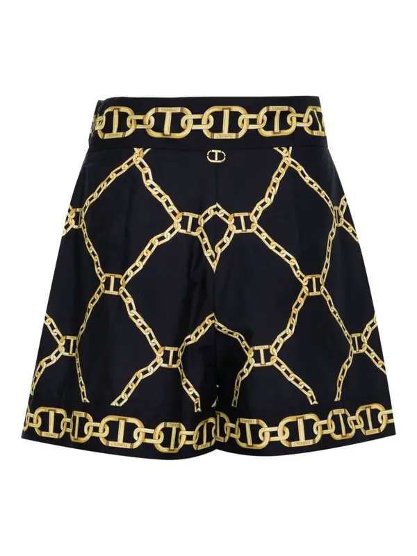 TWINSET Chain-print Wide-leg Shorts