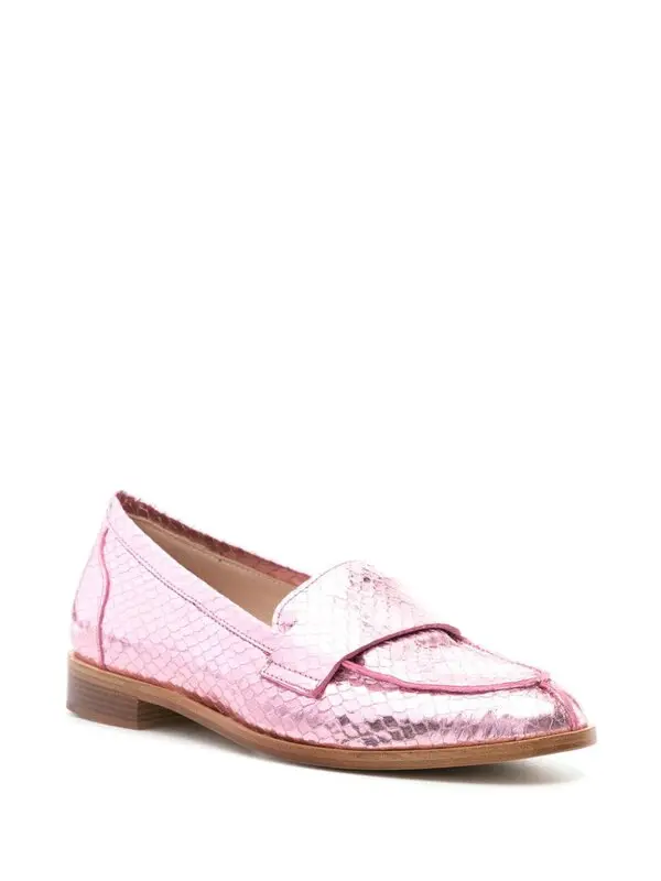 P.a.r.o.s.h Snakeskin-effect Metallic Loafers - Pink