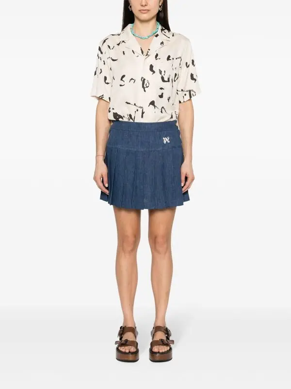 Palm Angels Logo-embroidered Pleated Skirt
