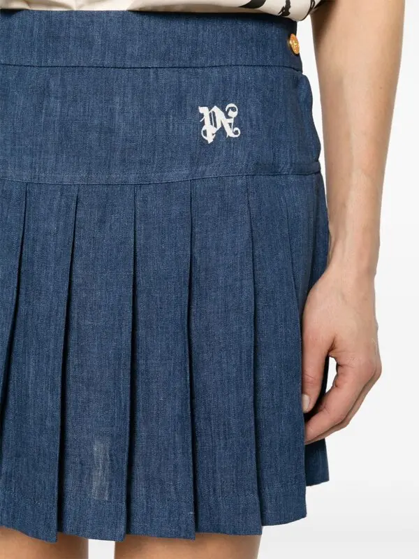 Palm Angels Logo-embroidered Pleated Skirt