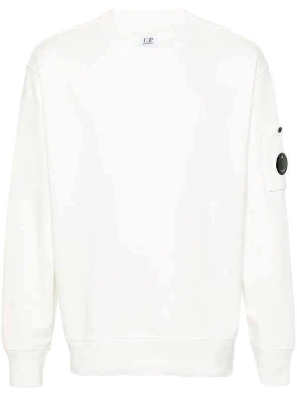C.P. COMPANY Cotton Jersey Sweatshirt With Lens Detail - White