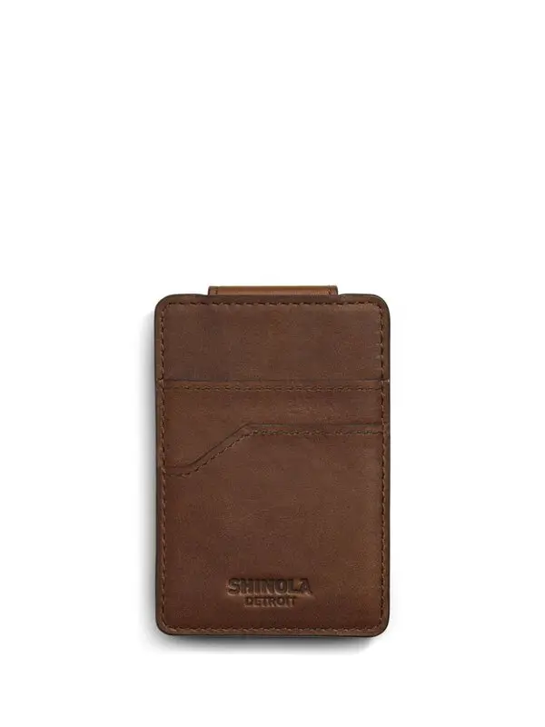 Shinola Navigator Magnetic Money-clip Card Holder - Brown