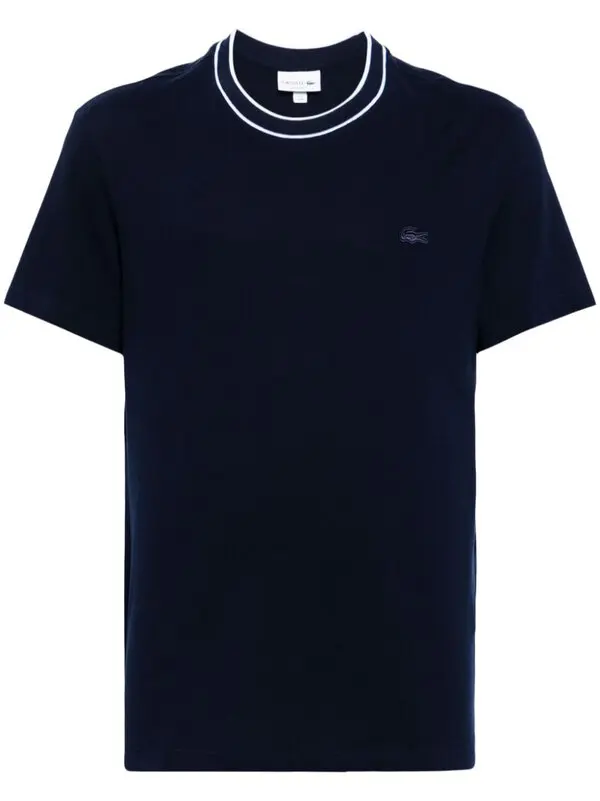 Lacoste Crocodile-appliqué Crew-neck T-shirt - Blue