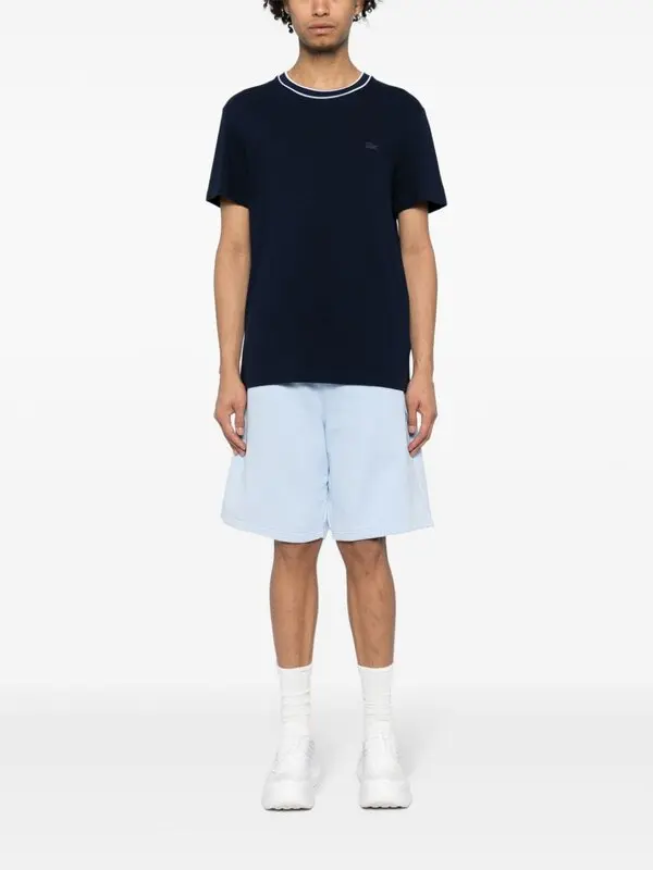 Lacoste Crocodile-appliqué Crew-neck T-shirt - Blue