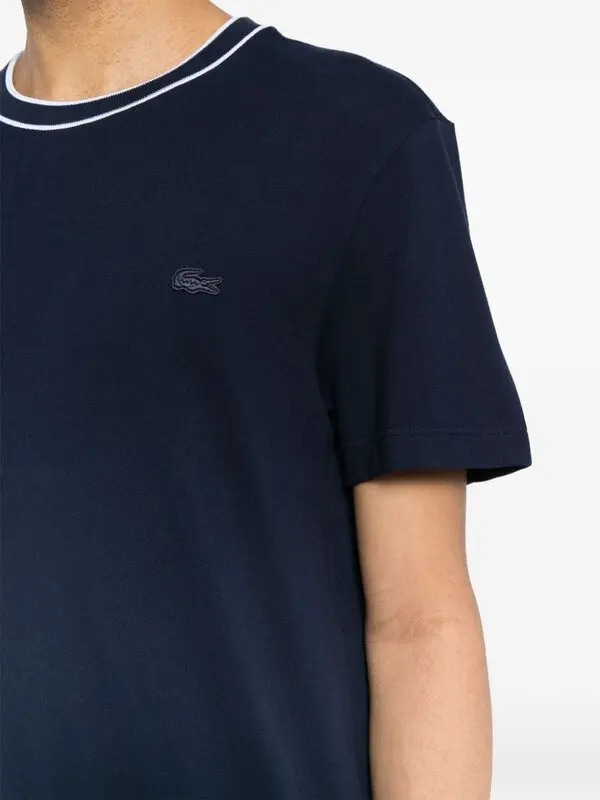 Lacoste Crocodile-appliqué Crew-neck T-shirt - Blue