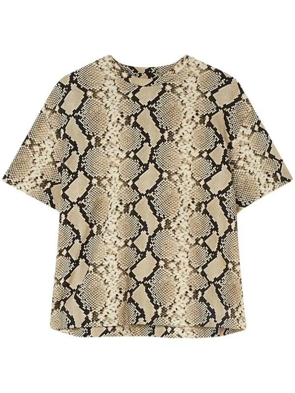 JIL SANDER Snakeskin-print Cotton T-shirt - Brown