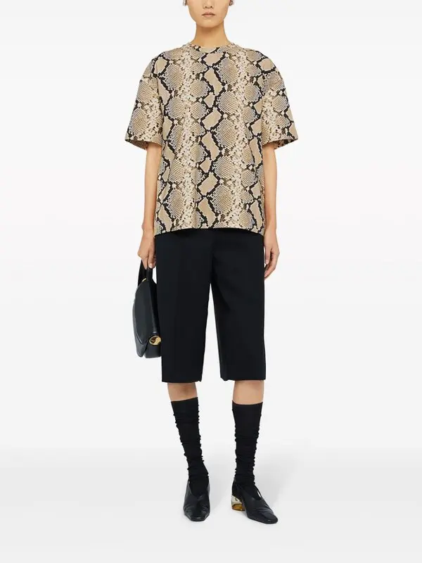 JIL SANDER Snakeskin-print Cotton T-shirt - Brown