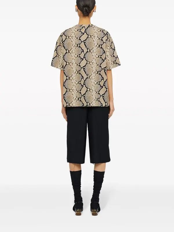 JIL SANDER Snakeskin-print Cotton T-shirt - Brown