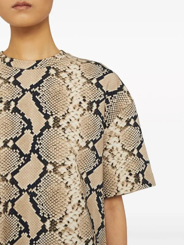 JIL SANDER Snakeskin-print Cotton T-shirt - Brown