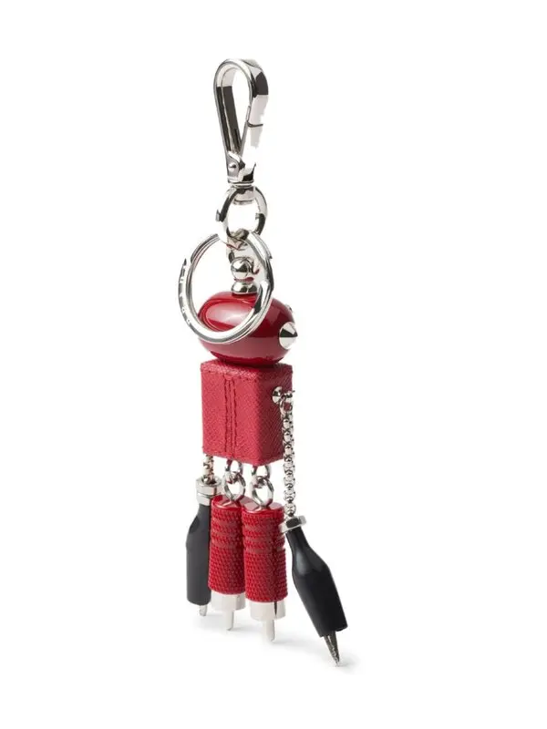 Prada Triangle-Logo Robot Keychain - Red | Editorialist