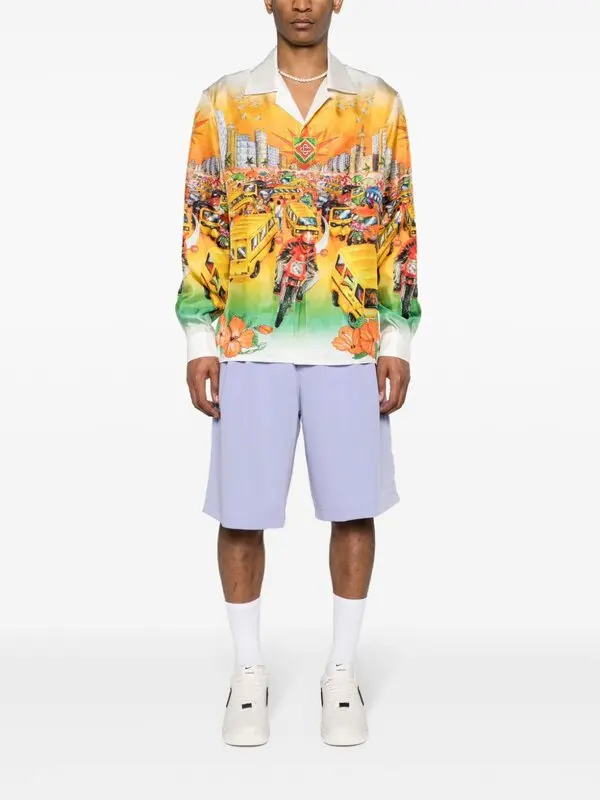 Casablanca Traffic Silk Shirt - Orange