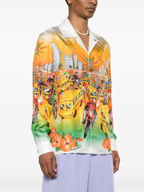 Casablanca Traffic Silk Shirt - Orange